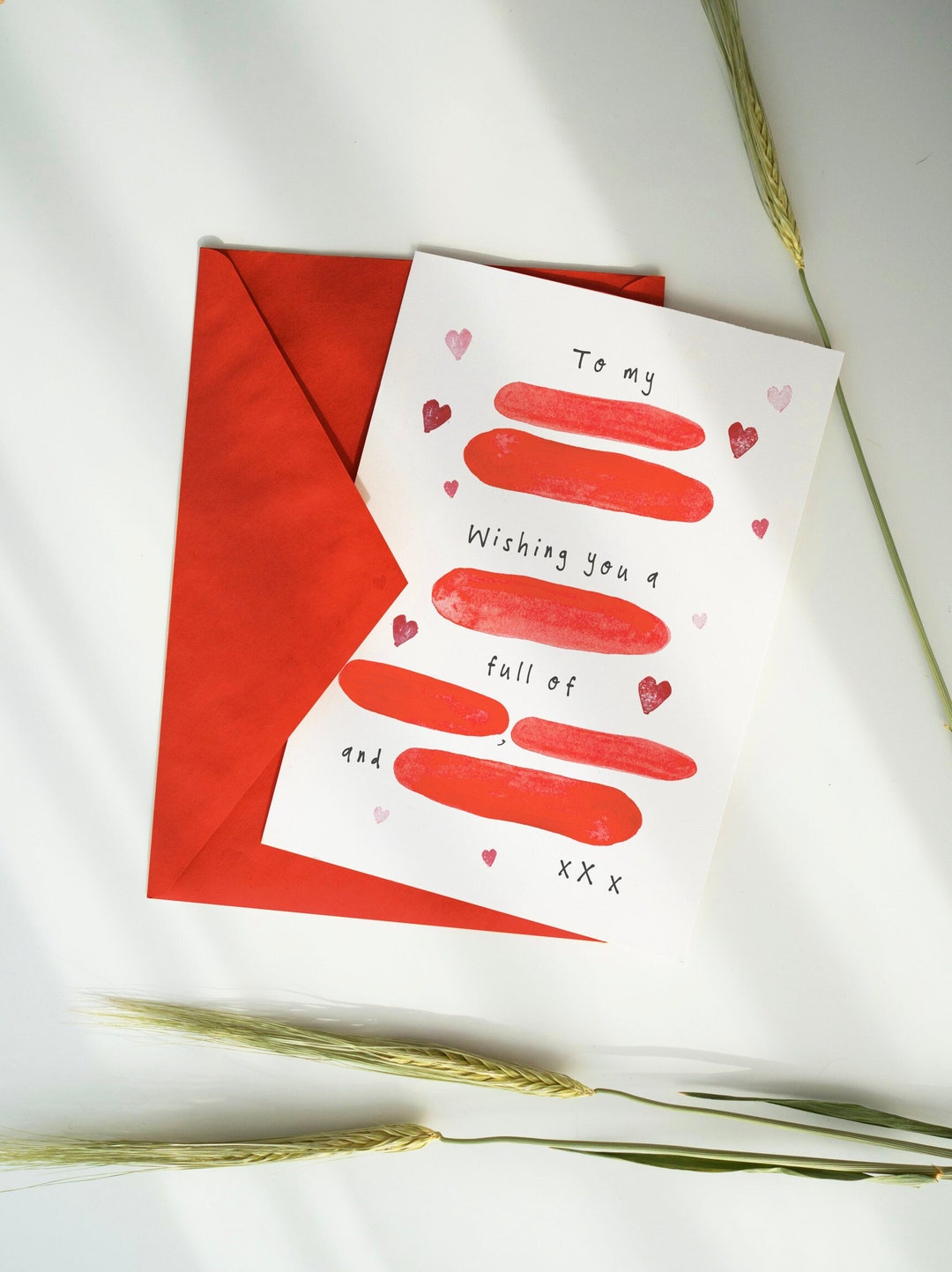Personalised Fill in DIY Valentine's Card - Painted Anniversary Cute ...