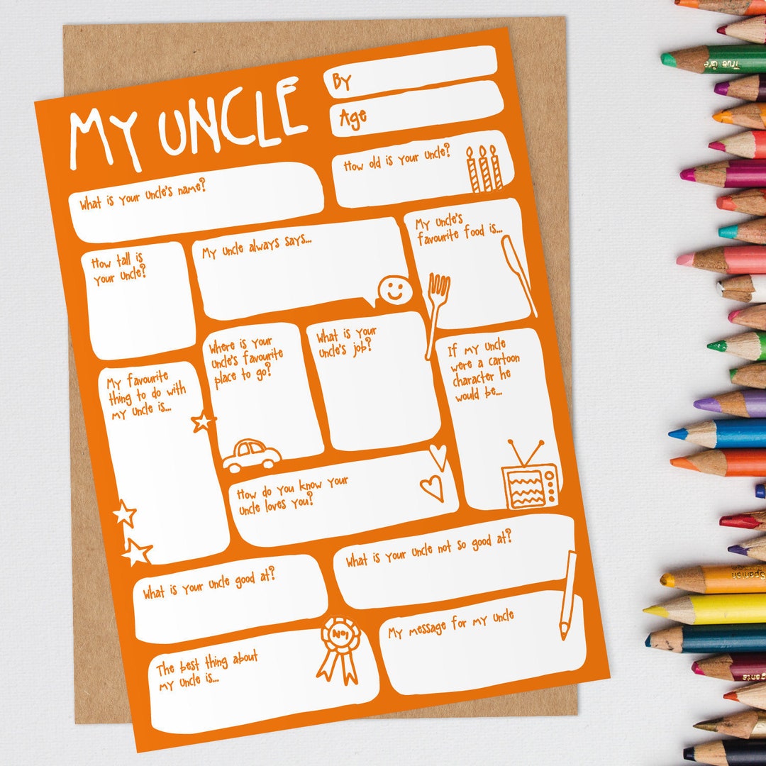 Uncle Father's Day / Birthday Card - Personalised Fill in Blanks ...