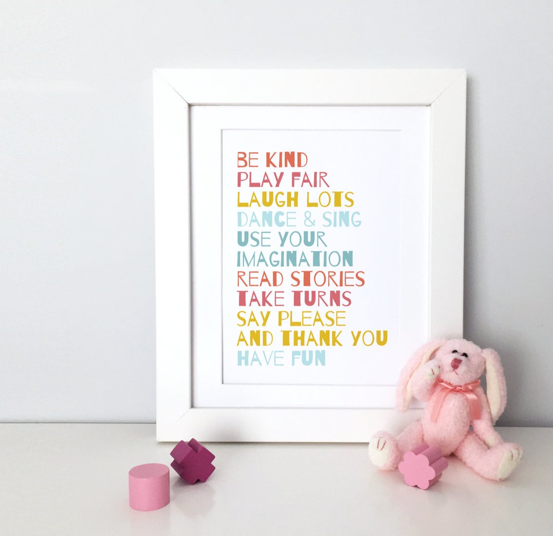 Pastel Nursery Print, Playroom Rules Print, Family Rules Print, Girls ...
