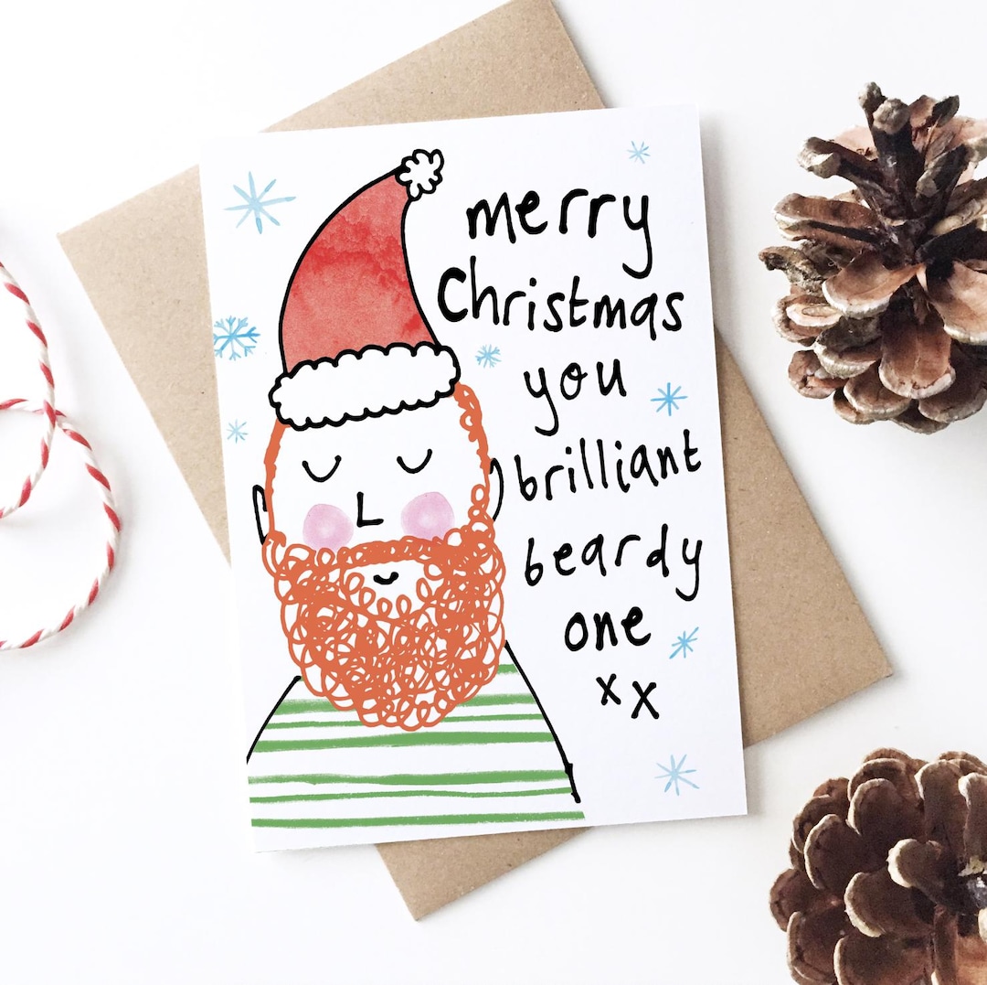 Ginger Beard Face Christmas Card Cute Funny Beardy Handsome Husband ...