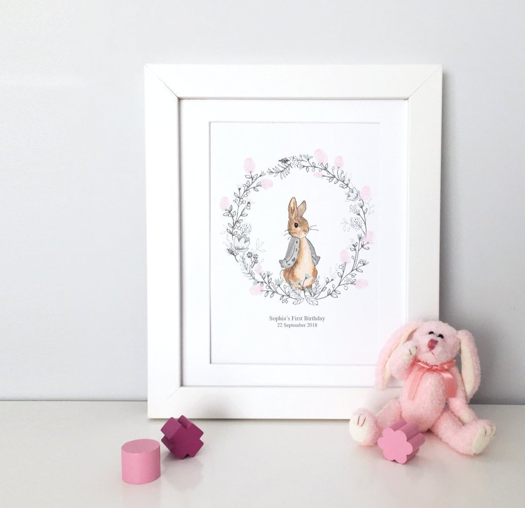 Peter Rabbit Baby Shower Personalised Fingerprint Guest Book - Beatrix ...