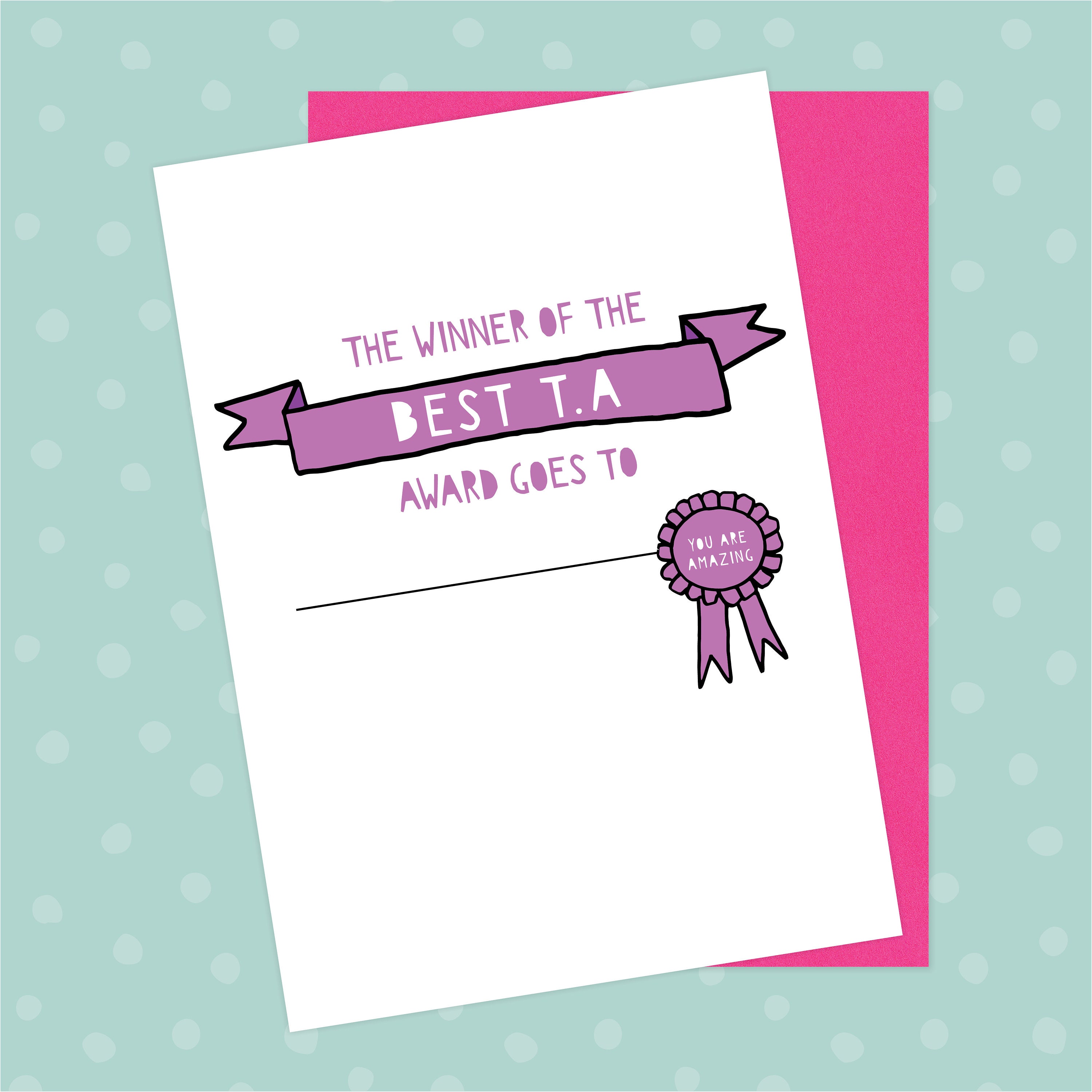 Personalised Thank You Teacher Card Best TA Award Amazing | Etsy