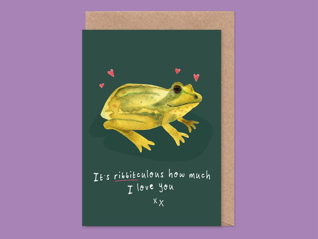 Cute Frog Valentine's / Anniversary Card - I Love You, Amphibian, Funny ...
