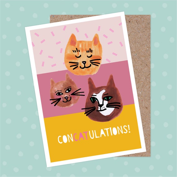 Congratulations Card Cats Cat Lady New Job Engagement | Etsy