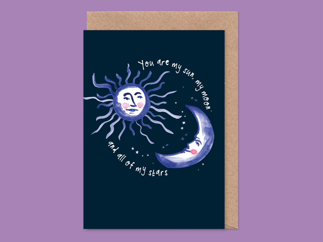 Sun, Moon, Stars Valentine's / Anniversary Card - I Love You, Celestial ...