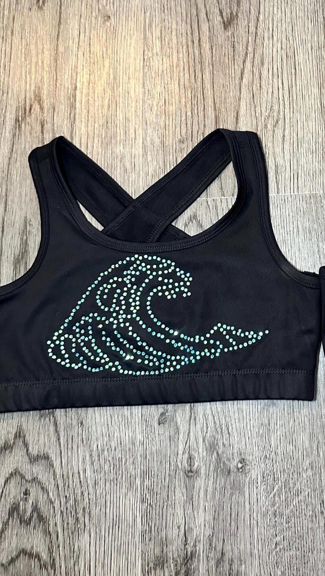 Rhinestone Sports Bra, WAVE Sports Bra, Rhinestones, Cheer, Cheerleader ...
