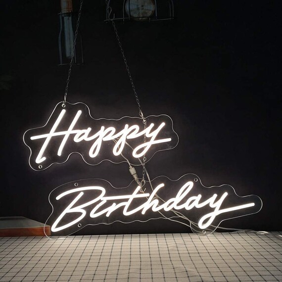 Happy Birthday Neon Lights Sign Neon Sign Party Neon Wall - Etsy