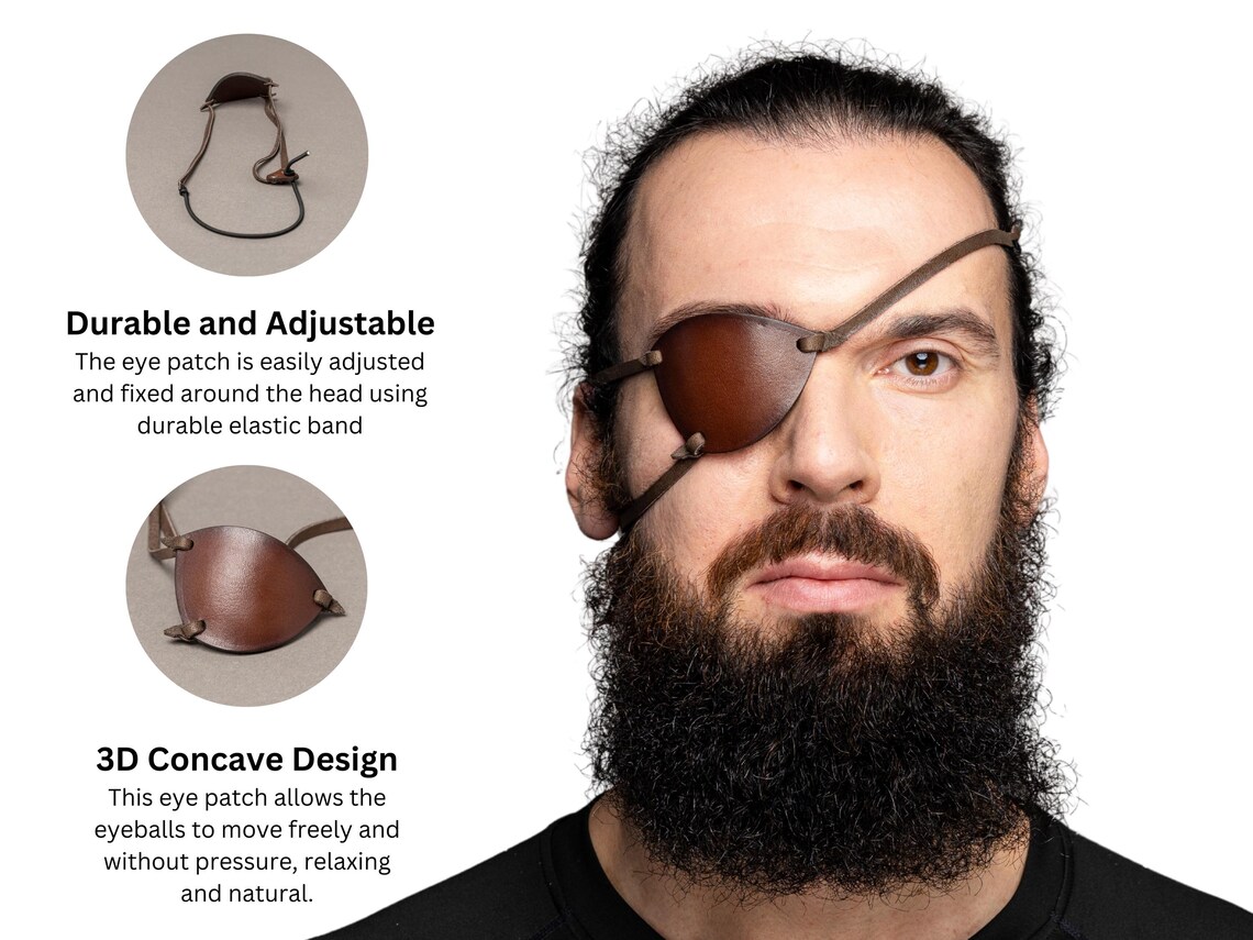 Eye Patch, Adult Eye Patch, Leather Eye Patch, Concave Eye Patch, Black ...