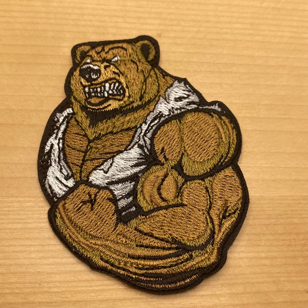 Bodybuilder Bear With Muscles as an Iron-on Patch - Forest ...