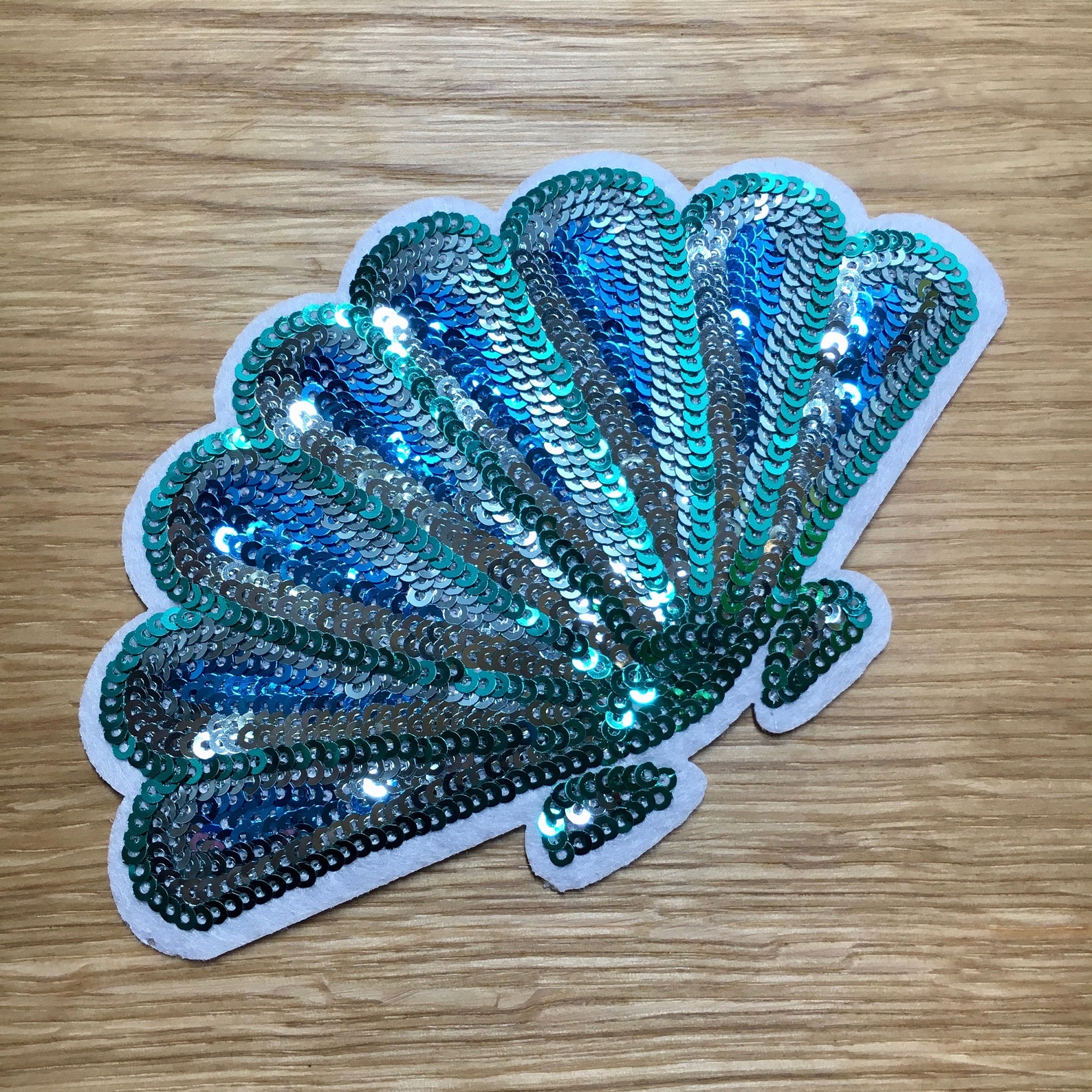 Glitzernder blauer Muschel Patch mit Pailetten 75cm x 13cm - Etsy