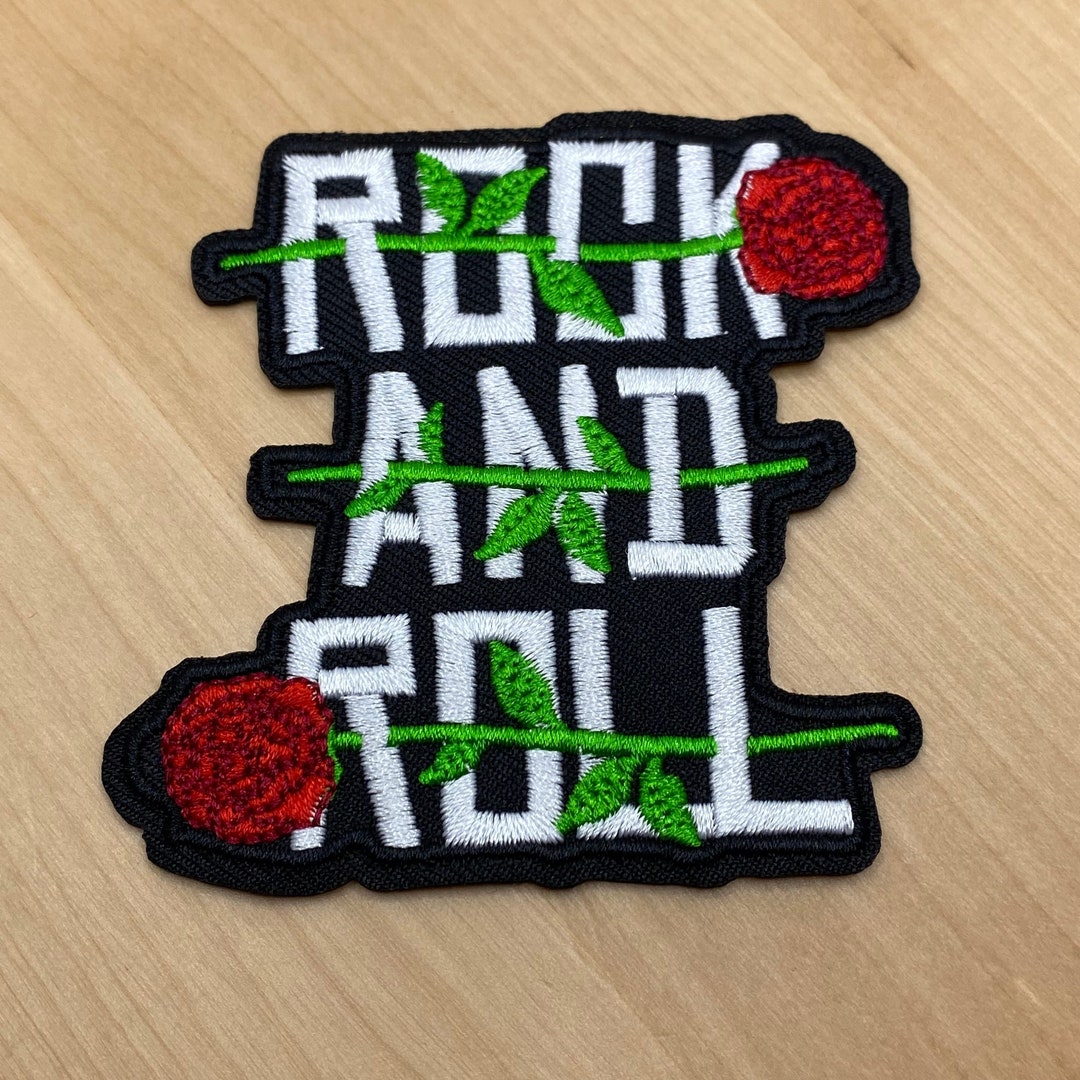 Rock and Roll Patch With Roses to Iron on 7 Cm X 7 Cm Patch Iron-on ...