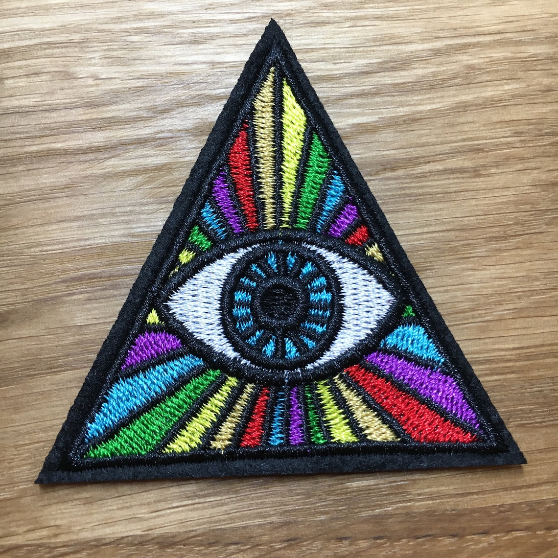 Triangular Patch with Rainbow Eye 6.5cm x 6.5cm for ironing | Etsy