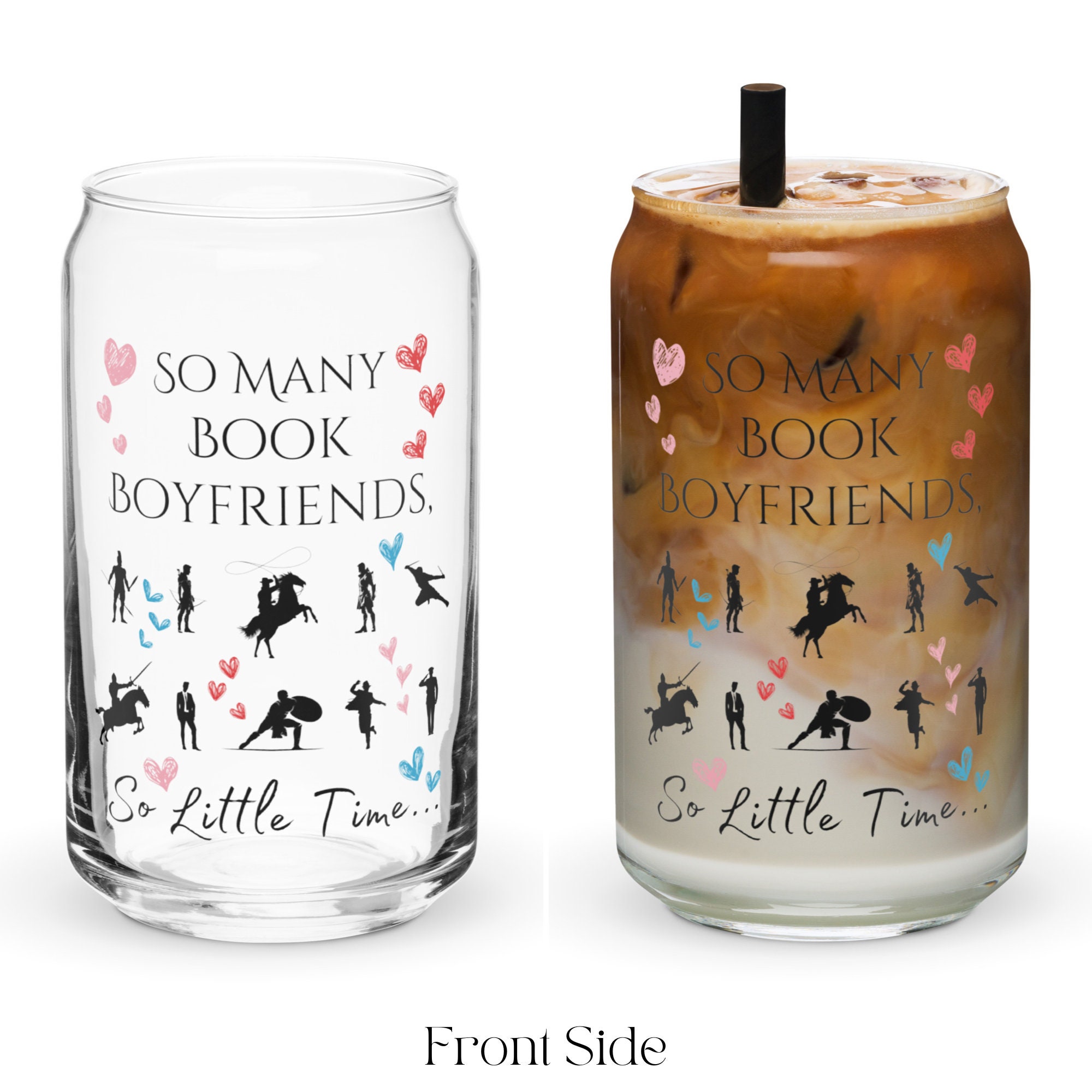 16oz Book Boyfriends Can-shaped Glass, Iced Coffee Latte Glass Cup ...