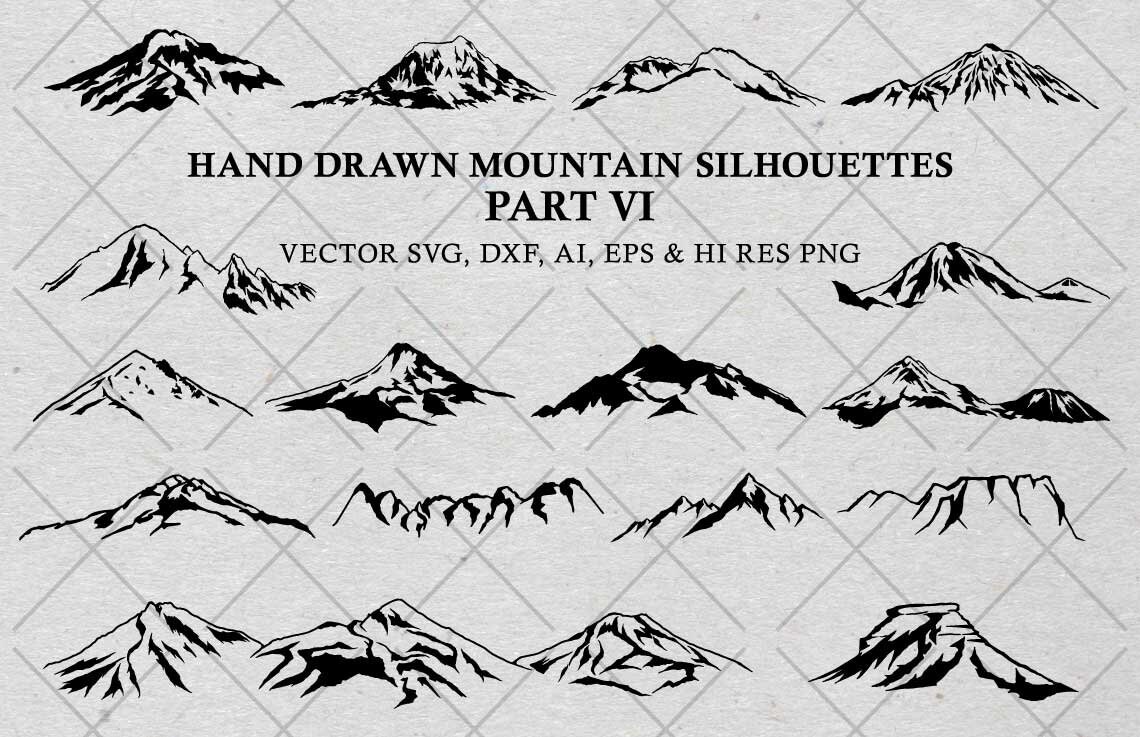 Mountain SVG Cut Files Hand Drawn Mountains SVG Trees SVG | Etsy