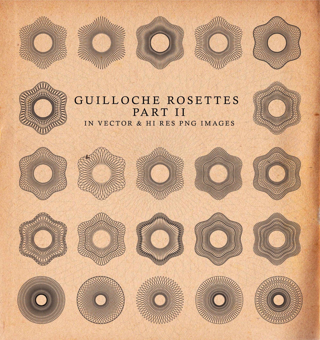 Guilloche Rosette SVG Clipart – Geometric Flower Design Elements ...