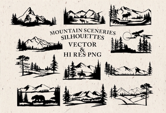 Mountain SVG Mountain Scenery SVG Cut Files Mountain | Etsy