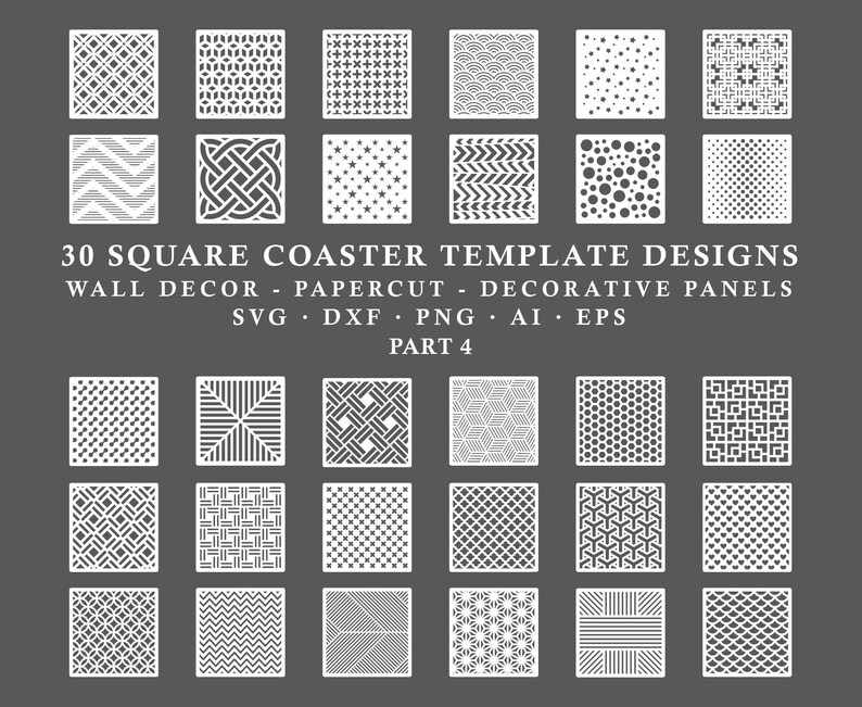 Square Coaster SVG Coasters Stencil DXF Circle Wall Decor - Etsy