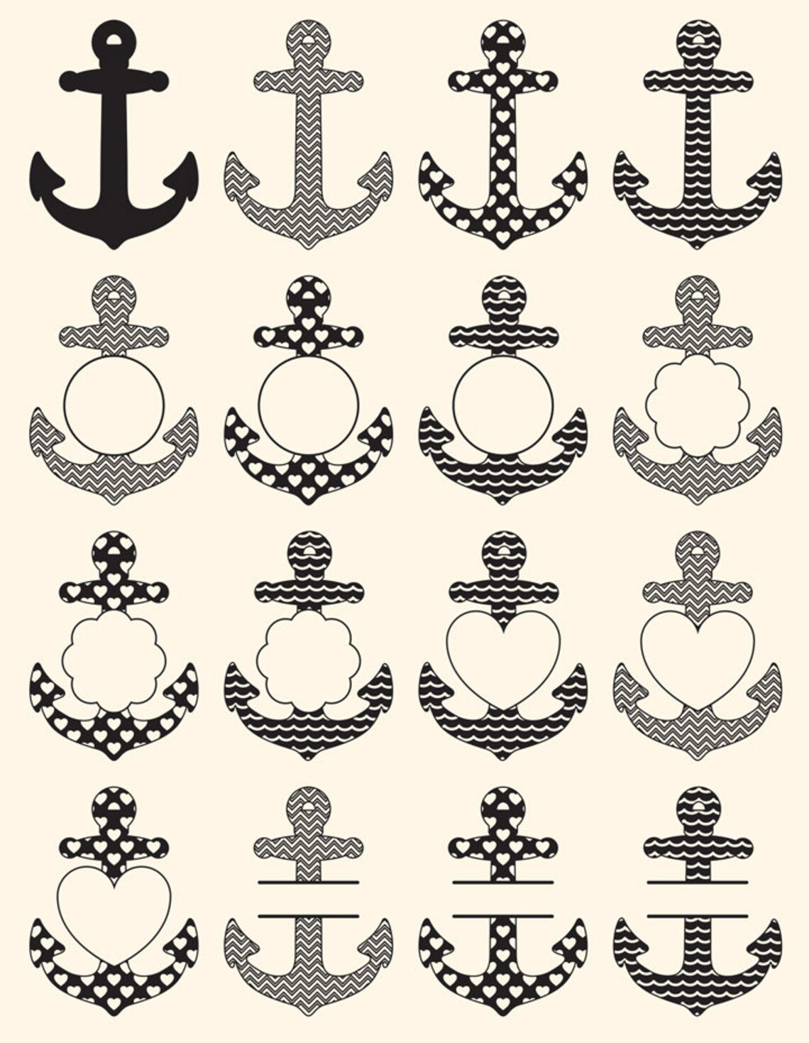 Nautical Anchor Monogram Frame SVG Anchor SVG Anchor - Etsy
