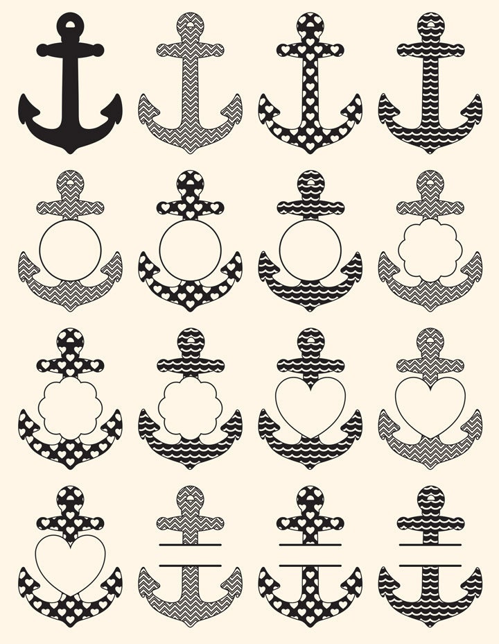 Nautical Anchor Monogram Frame SVG Anchor SVG Anchor - Etsy
