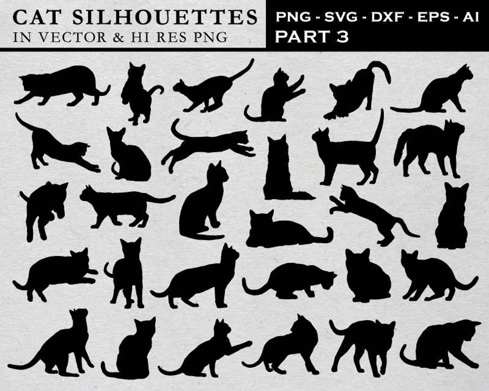 Cat Silhouette Clipart Cat Silhouette Clip Art Cat Clipart - Etsy