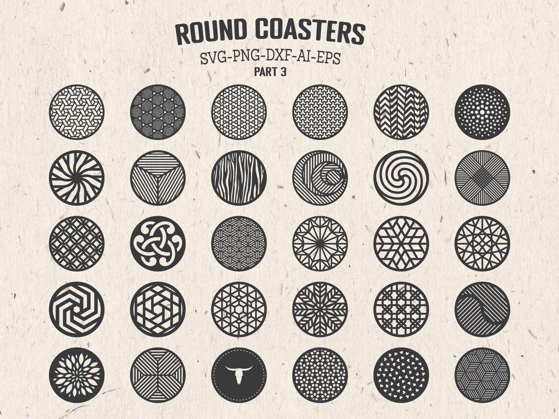 Round Coaster SVG DXF Laser Cut Bundle: Trivet, Wall Decor Templates ...