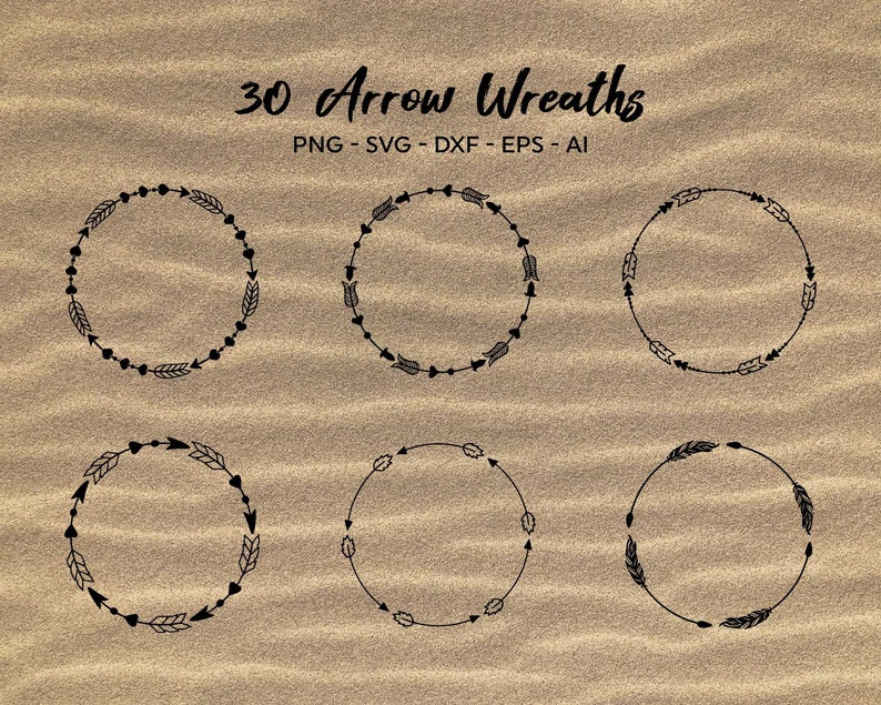 Arrow Wreath SVG - Arrows Frame Border SVG Clipart Laser Cut Files for ...