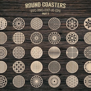 Round Coaster SVG DXF Laser Cut Templates: Wall Decor, Trivet & More ...