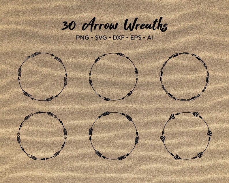 Arrow Wreath SVG - Arrows Frame Border SVG Clipart Laser Cut Files for ...