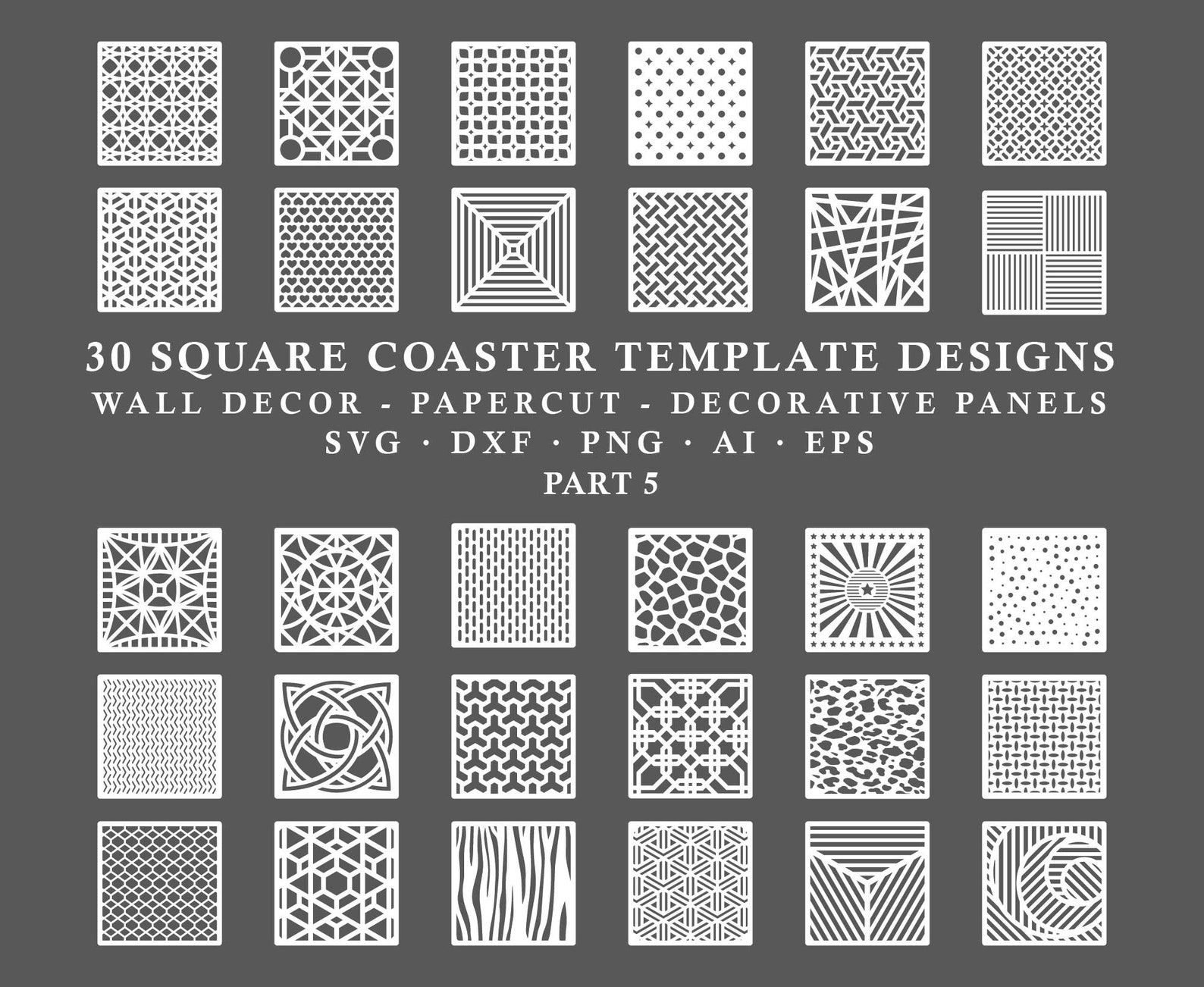 Square Coaster SVG Coasters Stencil DXF Circle Wall Decor | Etsy