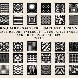 Square Coaster SVG, Coasters Stencil DXF, Circle Wall Decor, Papercut ...