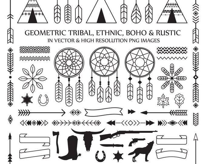 Tribal Clipart Set - Vector, PNG, & JPG Files - 300 DPI High Quality ...