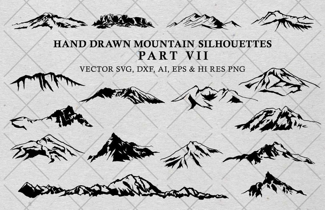 Mountain SVG Cut Files - Hand Drawn Mountains SVG Trees SVG Mountain ...