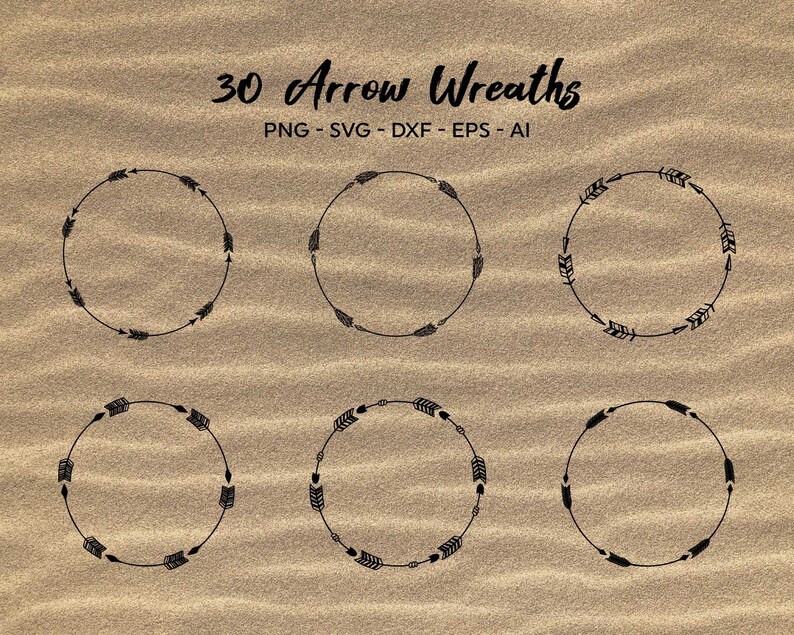Arrow Wreath SVG - Arrows Frame Border SVG Clipart Laser Cut Files for ...