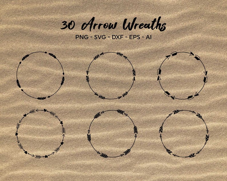 Arrow Wreath SVG - Arrows Frame Border SVG Clipart Laser Cut Files for ...