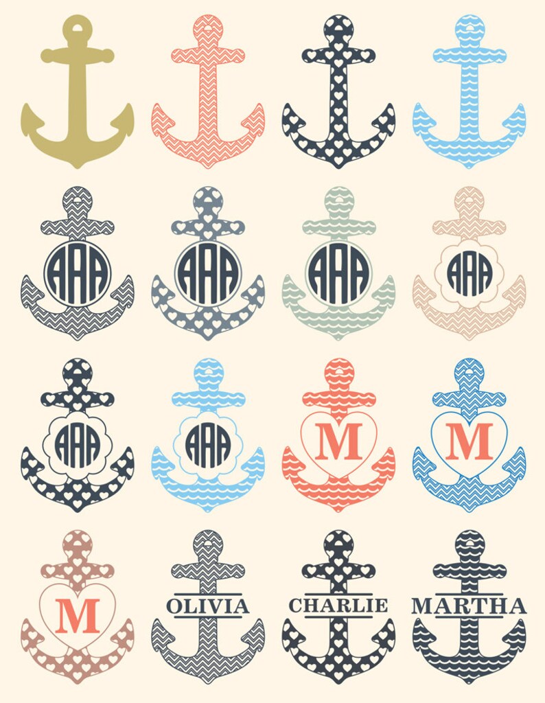 Nautical Anchor Monogram Frame SVG Anchor SVG Anchor - Etsy