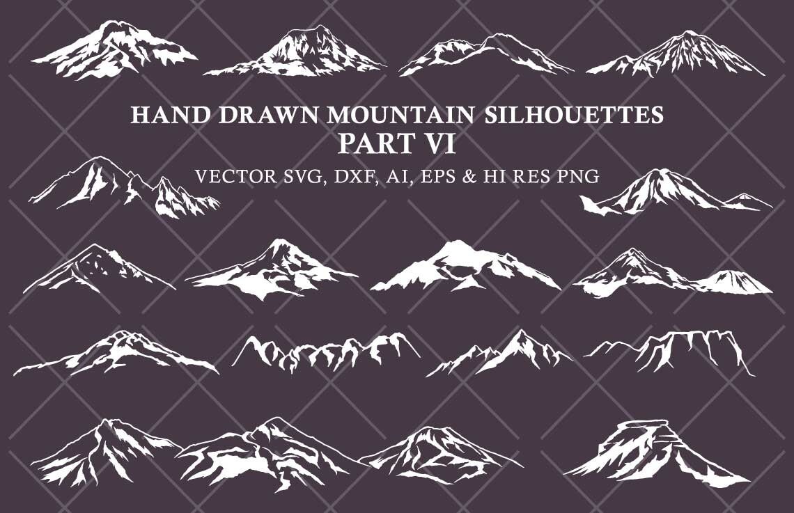 Mountain SVG Cut Files Hand Drawn Mountains SVG Trees SVG | Etsy