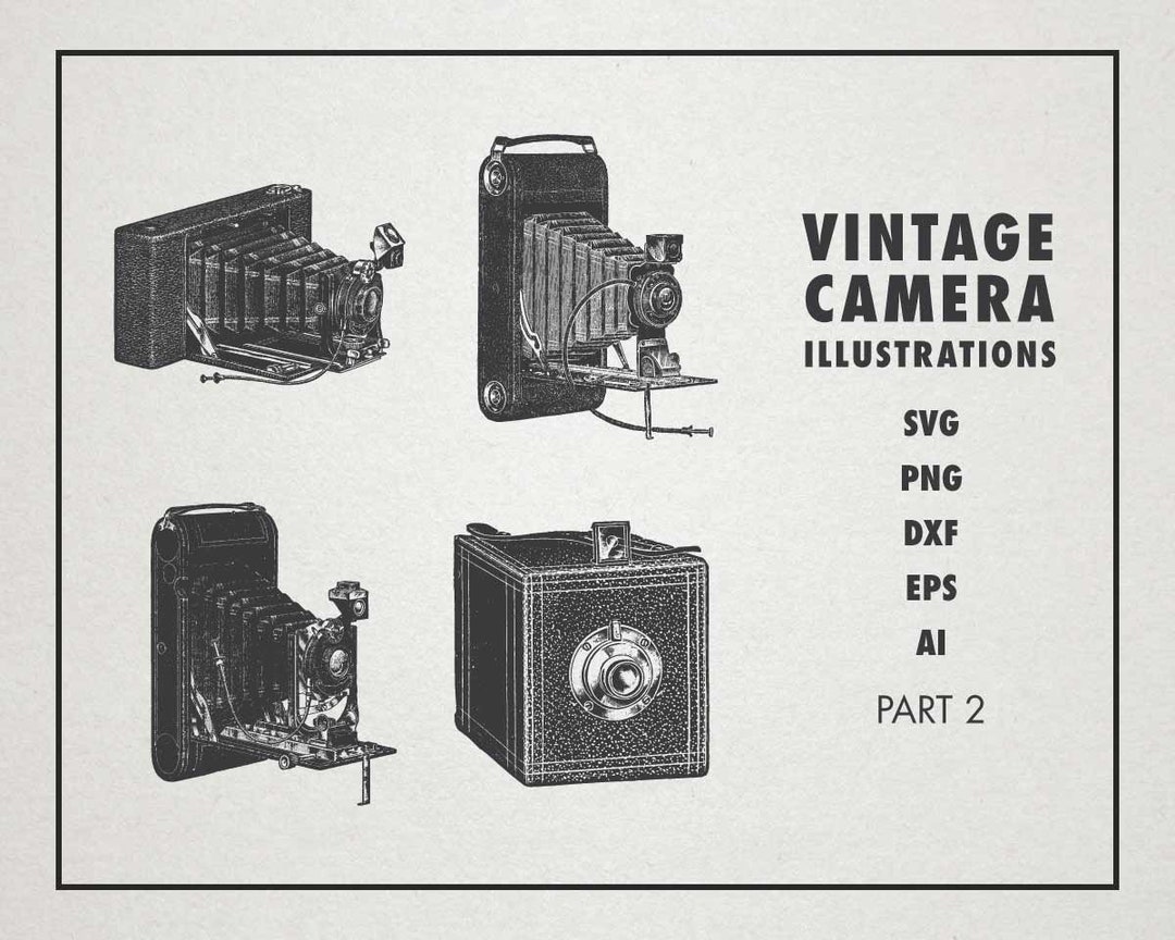Vintage Camera Illustrations SVG - Antique Camera Drawings ...