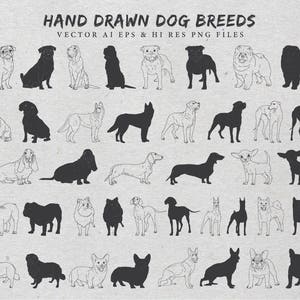 Hand Drawn Dog Breeds Dog Breeds Clipart Dog Drawing Dog - Etsy