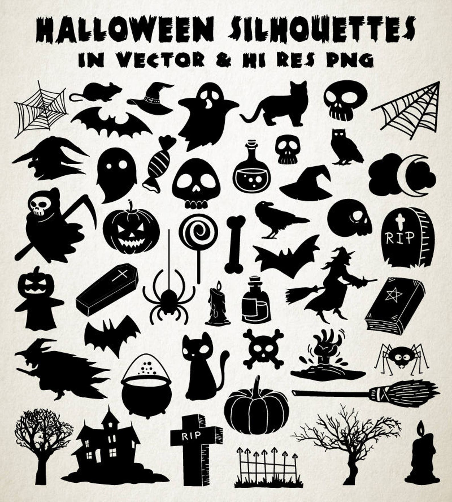 Halloween Clipart Halloween Clip Art Halloween Silhouette - Etsy