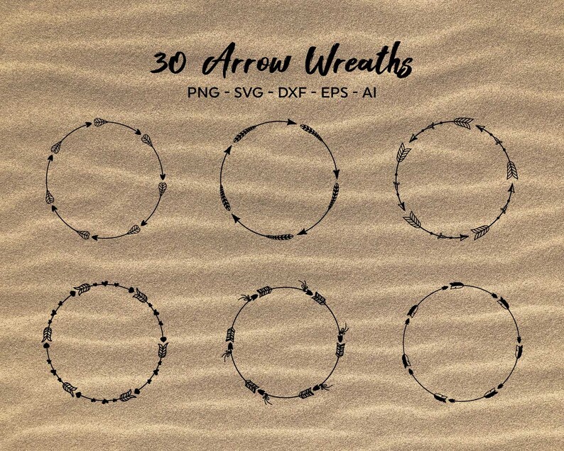 Arrow Wreath SVG - Arrows Frame Border SVG Clipart Laser Cut Files for ...