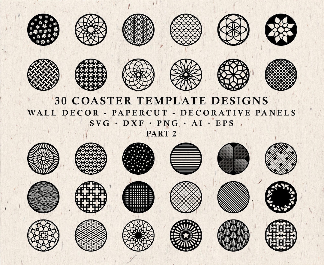 Coaster SVG, Coasters Stencil DXF Template, Circle Wall Decor, Papercut ...