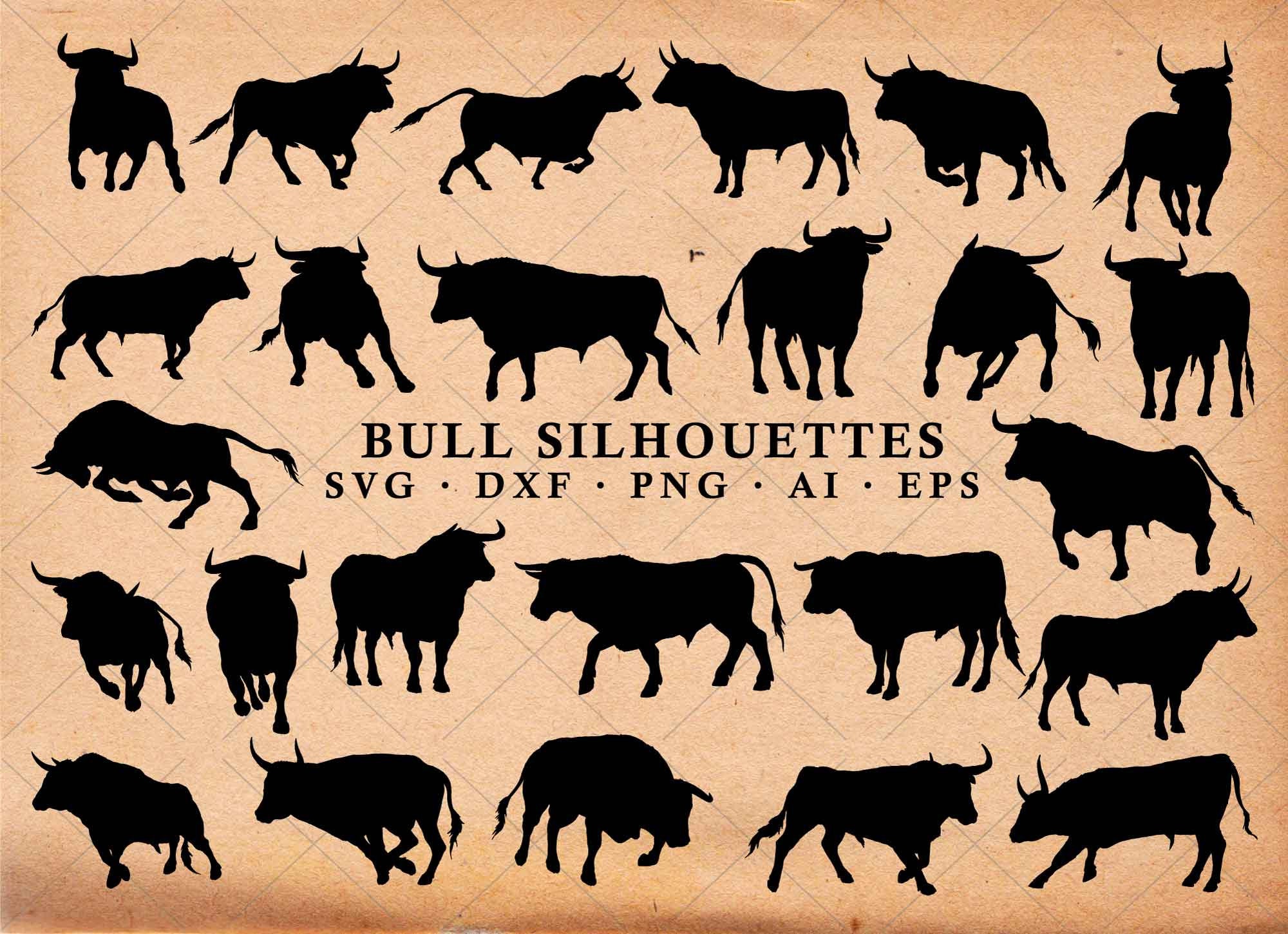Bull SVG Cut Files Bull Silhouettes Bulls PNG SVG Clipart - Etsy