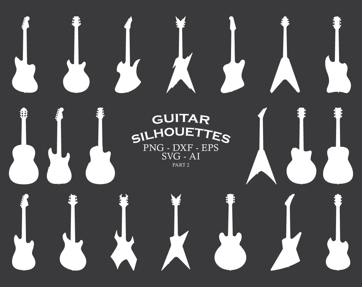 Guitar SVG Guitar Silhouette SVG Clip Art Guitar Cut Files | Etsy