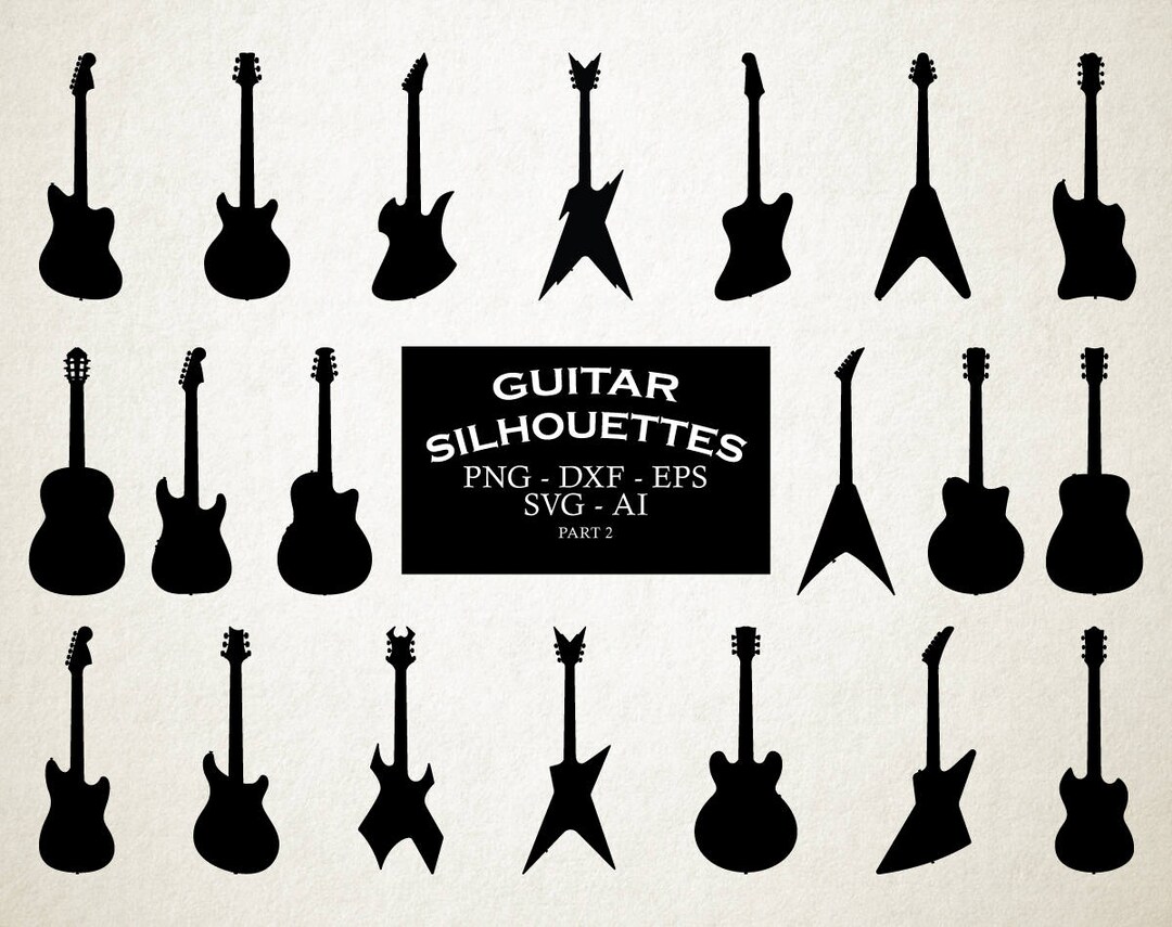 Guitar SVG, Guitar Silhouette SVG Clip Art, Guitar Cut Files, Guitar ...