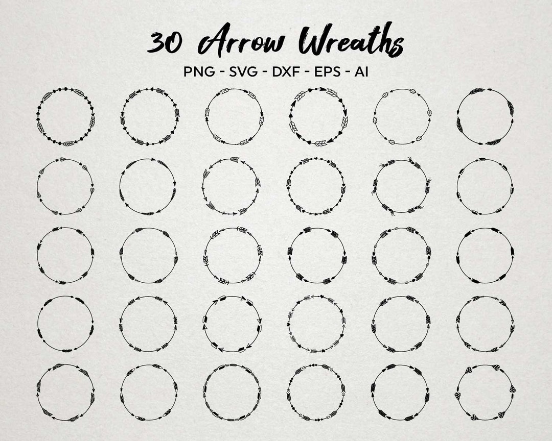 Arrow Wreath SVG - Arrows Frame Border SVG Clipart Laser Cut Files for ...
