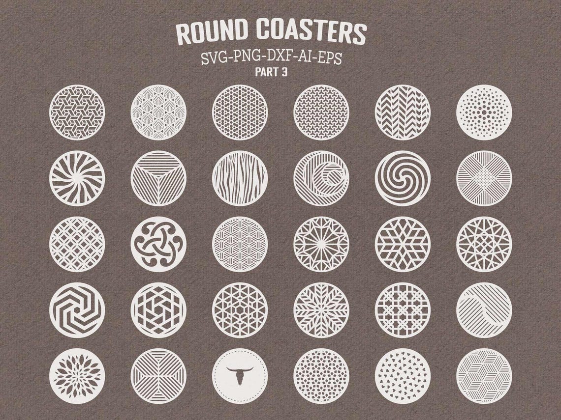 Round Coaster SVG DXF Laser Cut Bundle: Trivet, Wall Decor Templates ...