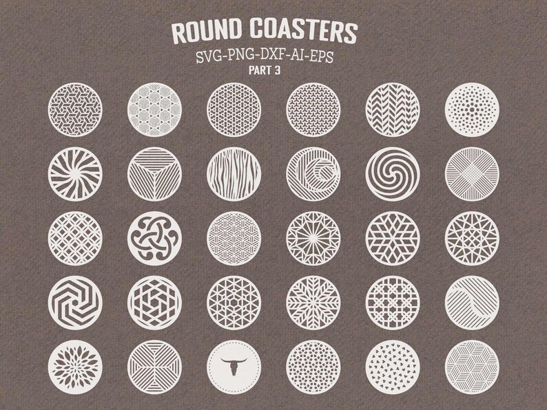 Round Coaster SVG DXF Laser Cut Bundle: Trivet, Wall Decor Templates ...