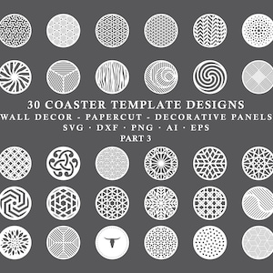 Round Coaster SVG DXF Laser Cut Bundle: Trivet, Wall Decor Templates ...