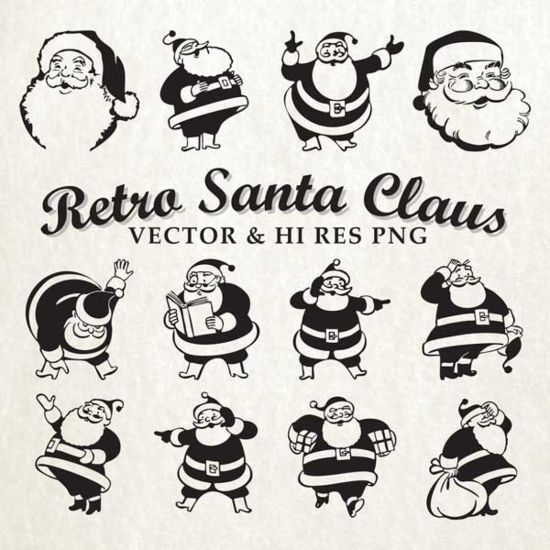 Retro Santa Claus Clipart Clip Art Retro Christmas Xmas Clipart Clip ...