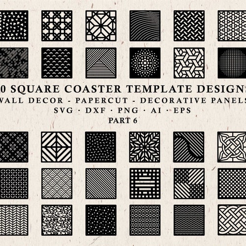 Square Coaster SVG Coasters Stencil DXF Circle Wall Decor - Etsy